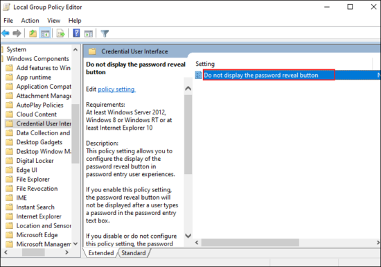 3 Ways To Disable the Password Reveal button on Windows 10