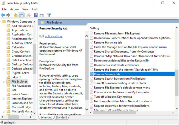 Remove Security Tab from Files and Folders Properties in Windows - Saint